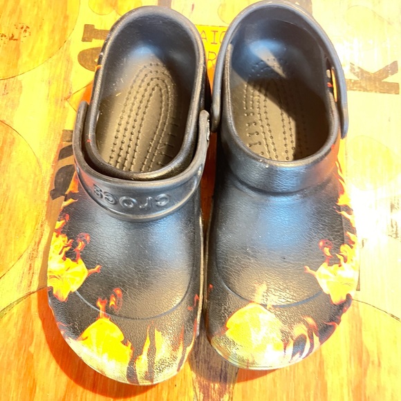 CROCS | Shoes | Black Crocs With Flames Mens 4 Womens 6 Please Check ...